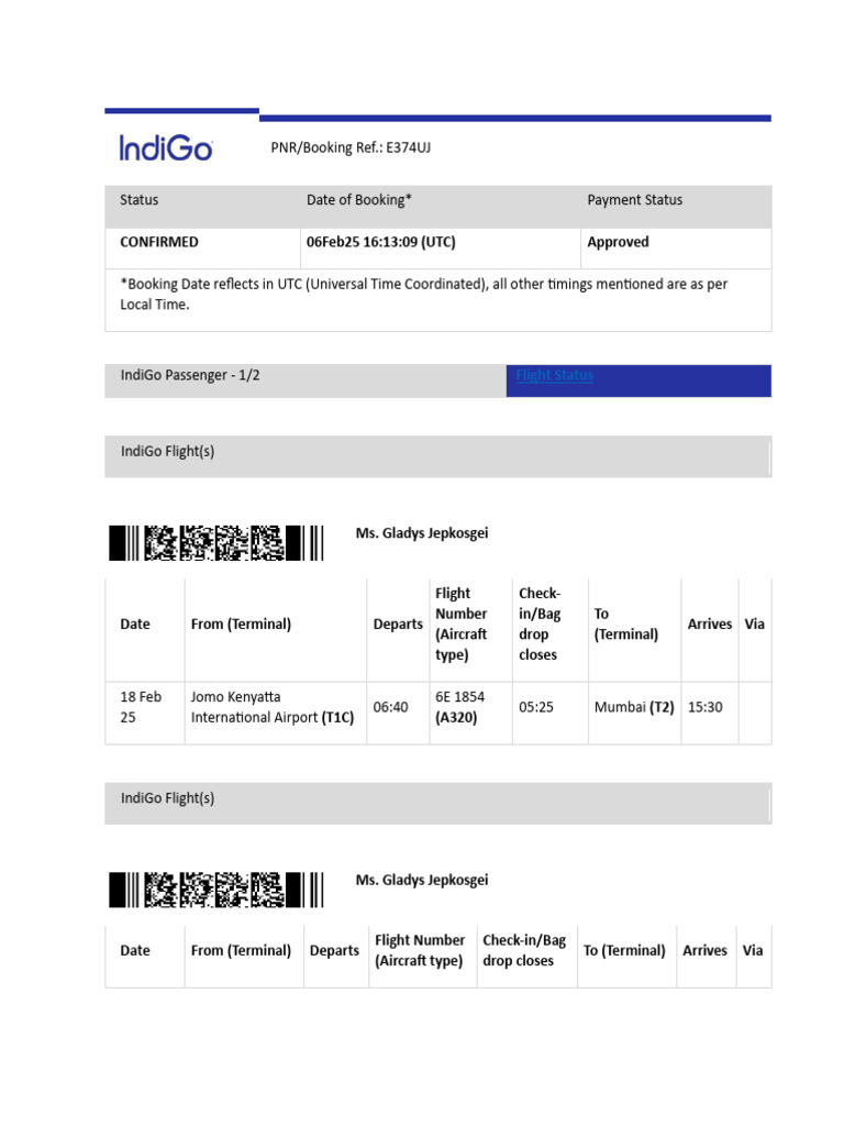 IndiGo Flight & Oman Visa Details | PDF | Travel Visa | Government And ...