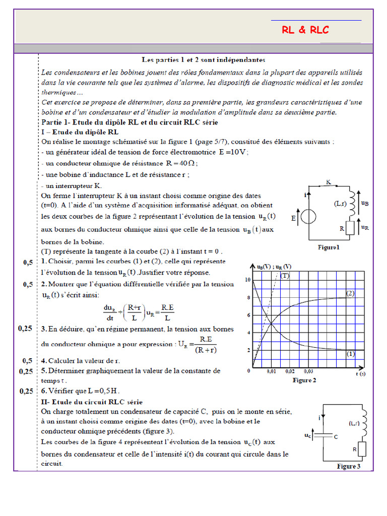 Exercices 19 Oscillations Libres Dans Un Circuit RLC en Série - EXAM ...
