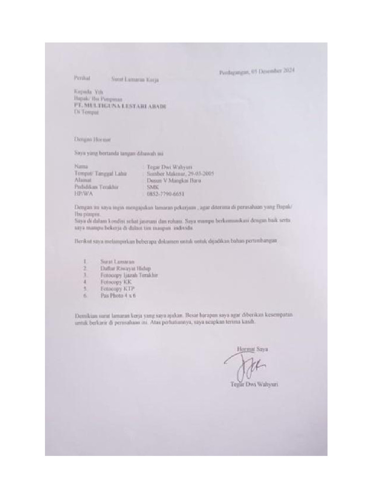 Lamaran Tegar | PDF