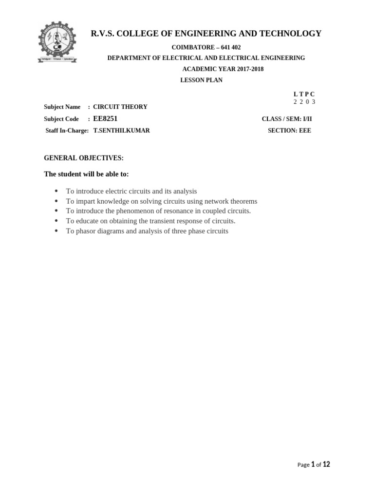 CT Detailed Lesson Plan-TSK | PDF | Electrical Network | Direct Current