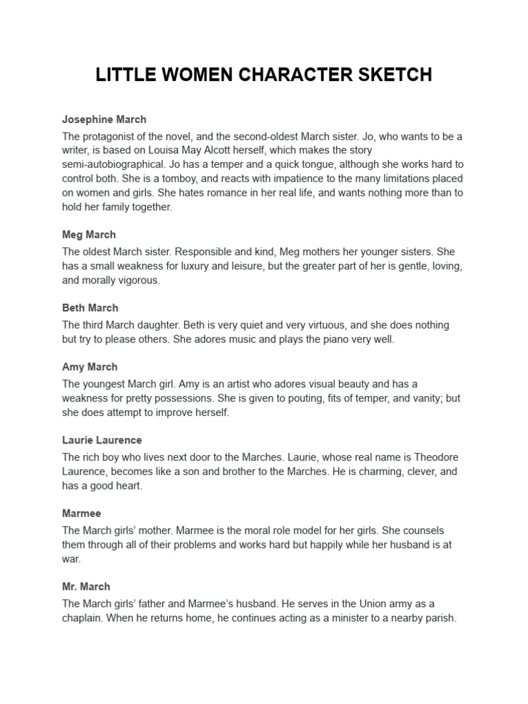 Little Women Character Sketch | PDF