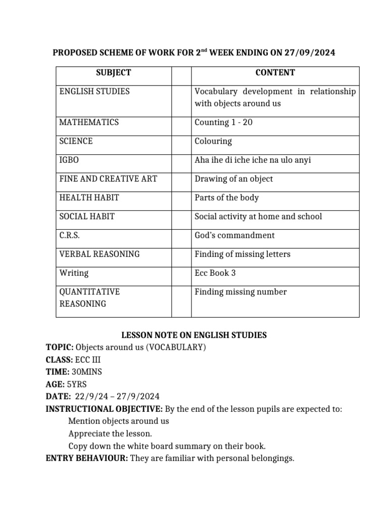 ECC3 FIRST TERM WEEK 3 &4-WPS Office | PDF | Teachers | Vocabulary