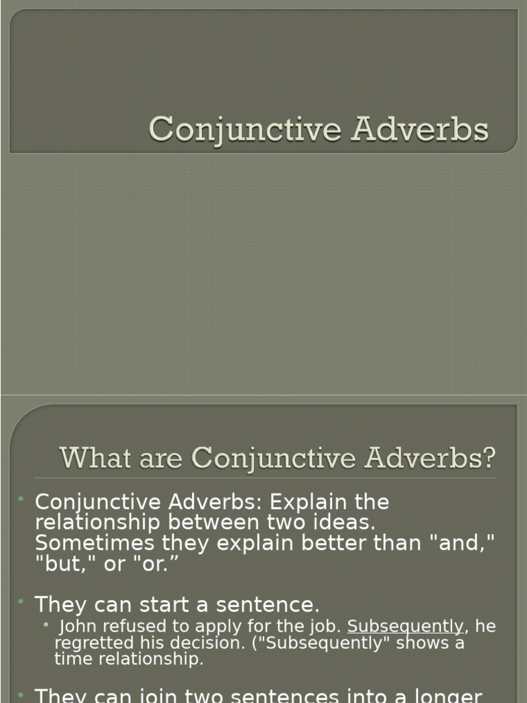 Conjunctive Adverbs | PDF | Comma | Language Mechanics