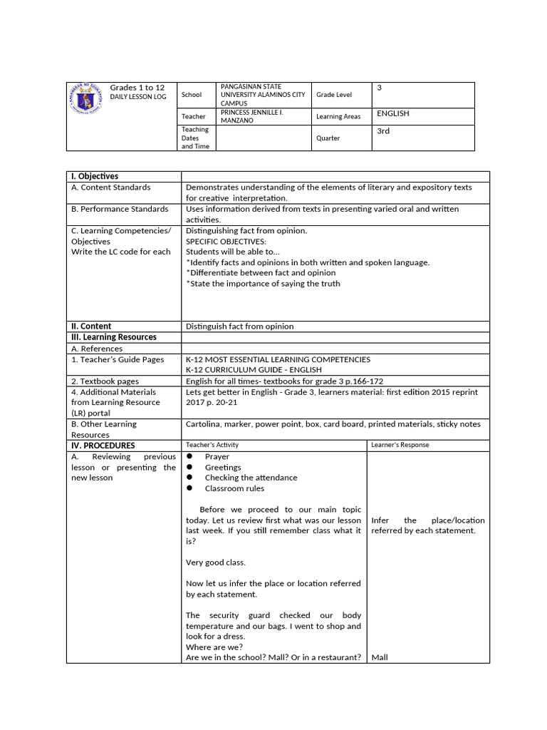 Manzano Princess Lesson Plan | PDF | Learning | Teachers