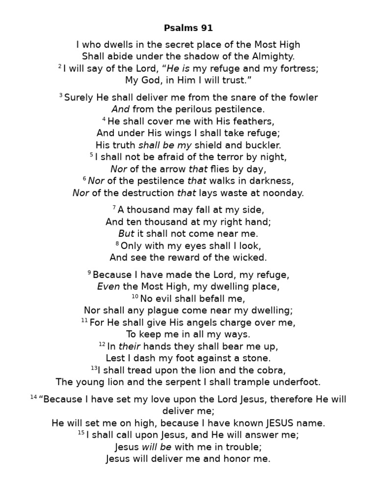 Psalm 91: A Prayer for Protection | PDF