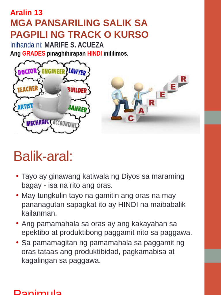 Modyul 13 Mga Pansariling Salik Sa Pagpili NG Track o Kurso | PDF