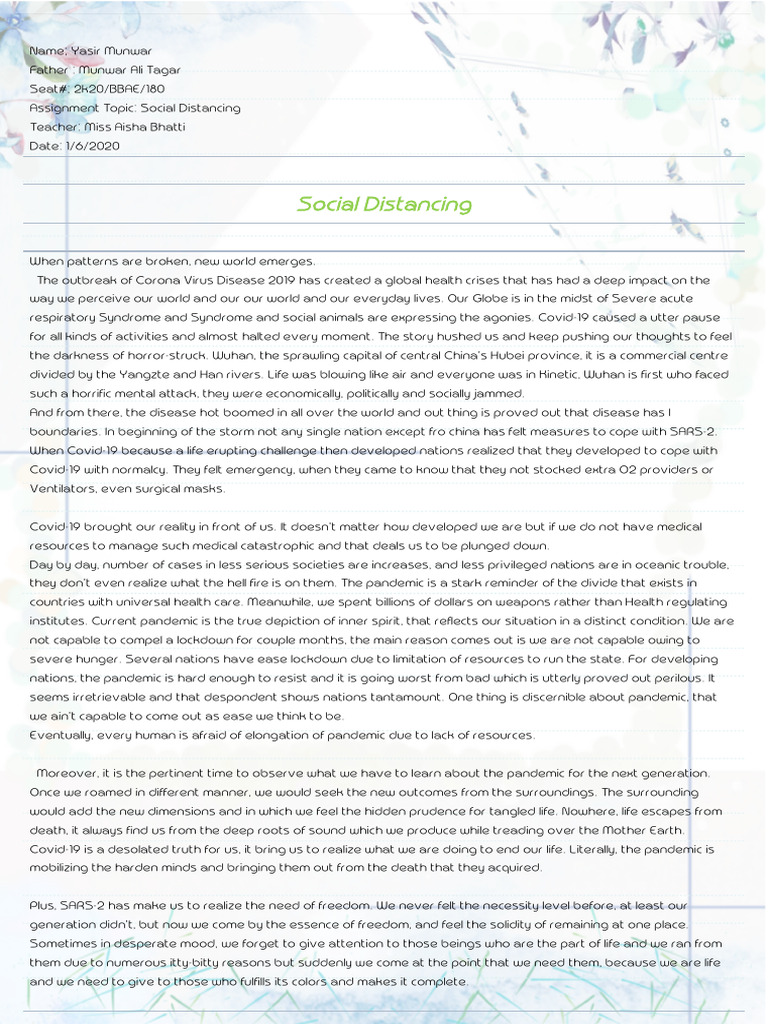 English Assignment Social Distancing(2)-WPS Office | PDF
