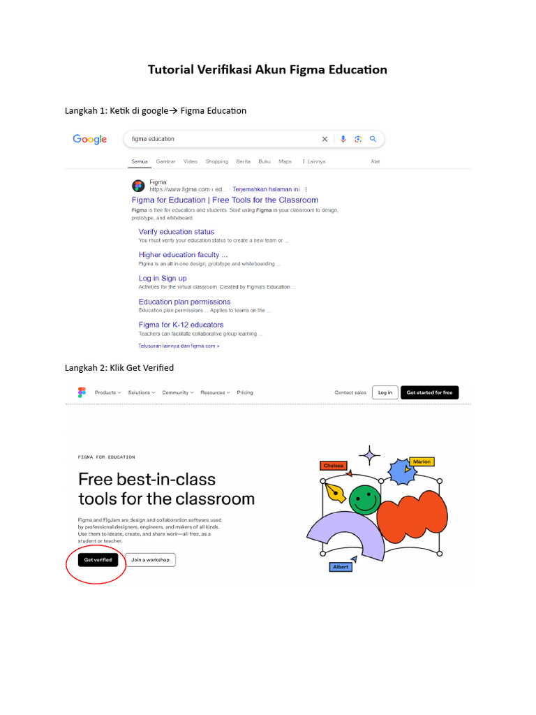 Tutorial Verifikasi Akun Figma Education | PDF