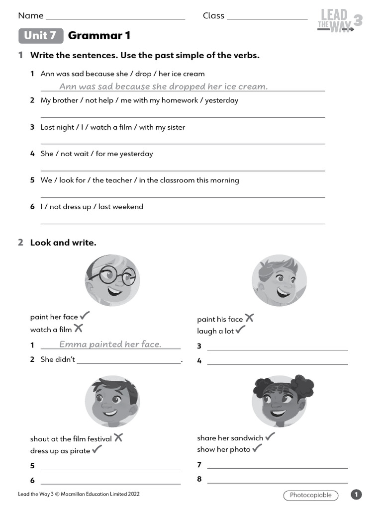 LTW 3 Worksheets Grammar U7 1 | PDF