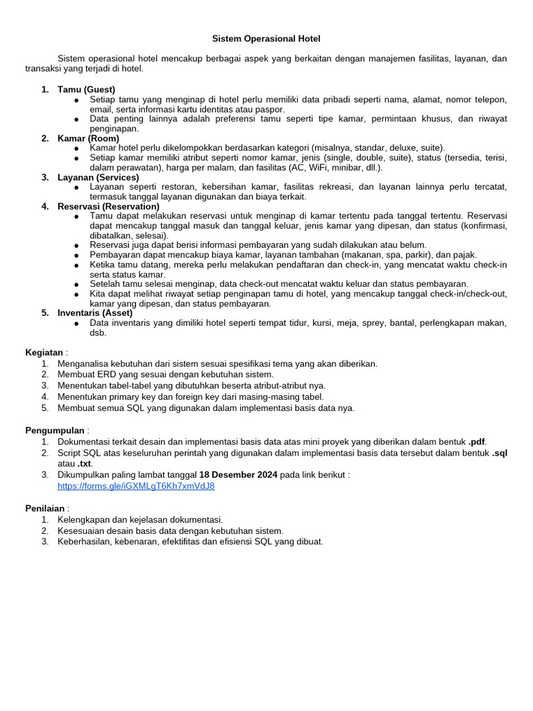 Sistem Operasional Hotel | PDF