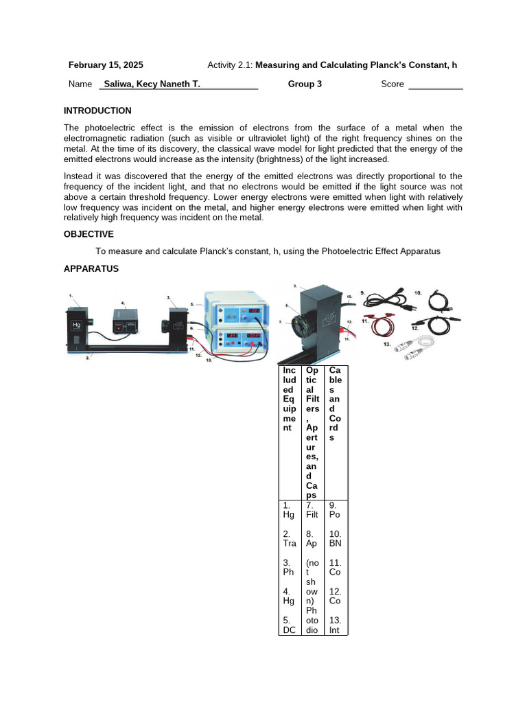 Measure Planck's Constant Experiment | PDF | Photoelectric Effect | Light