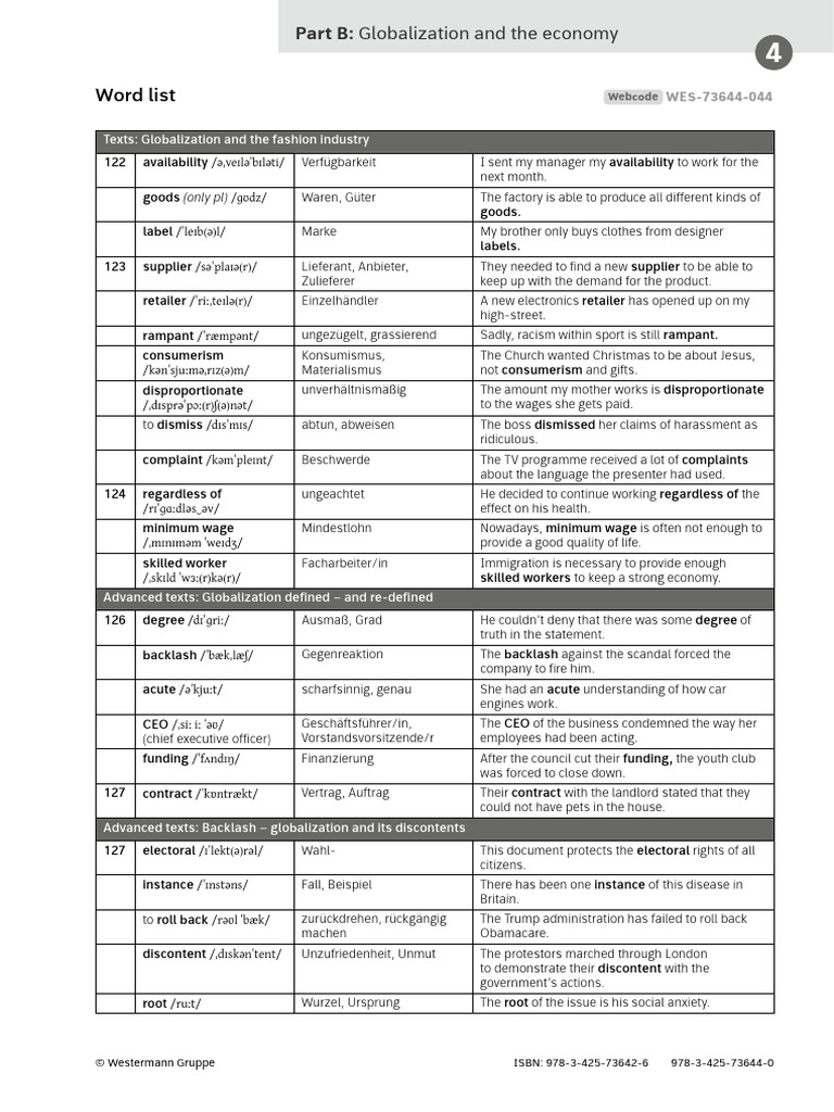 Vocabulary Globalization economy | PDF