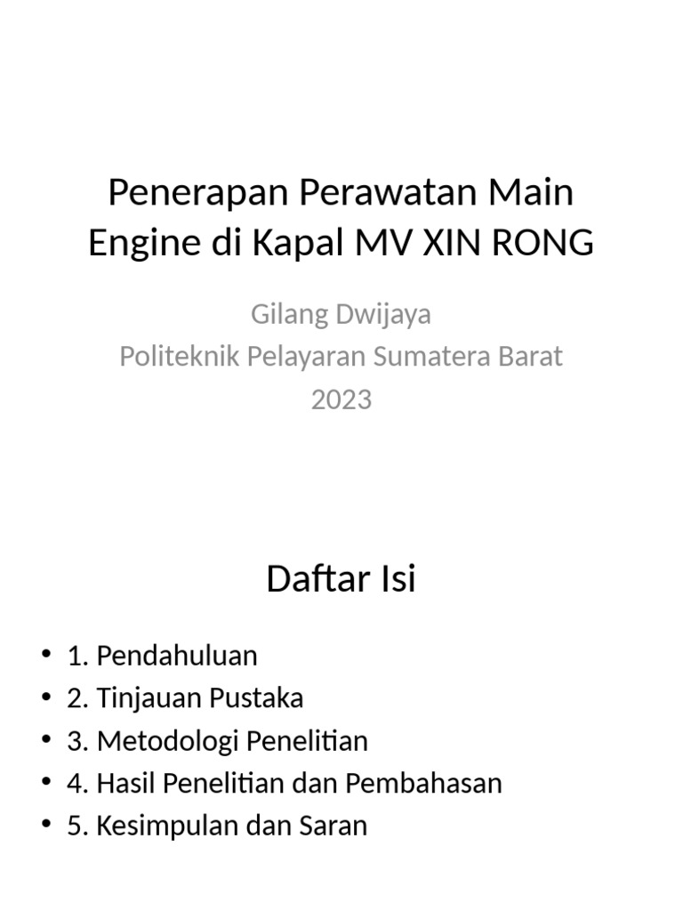 Penerapan Perawatan Main Engine | PDF