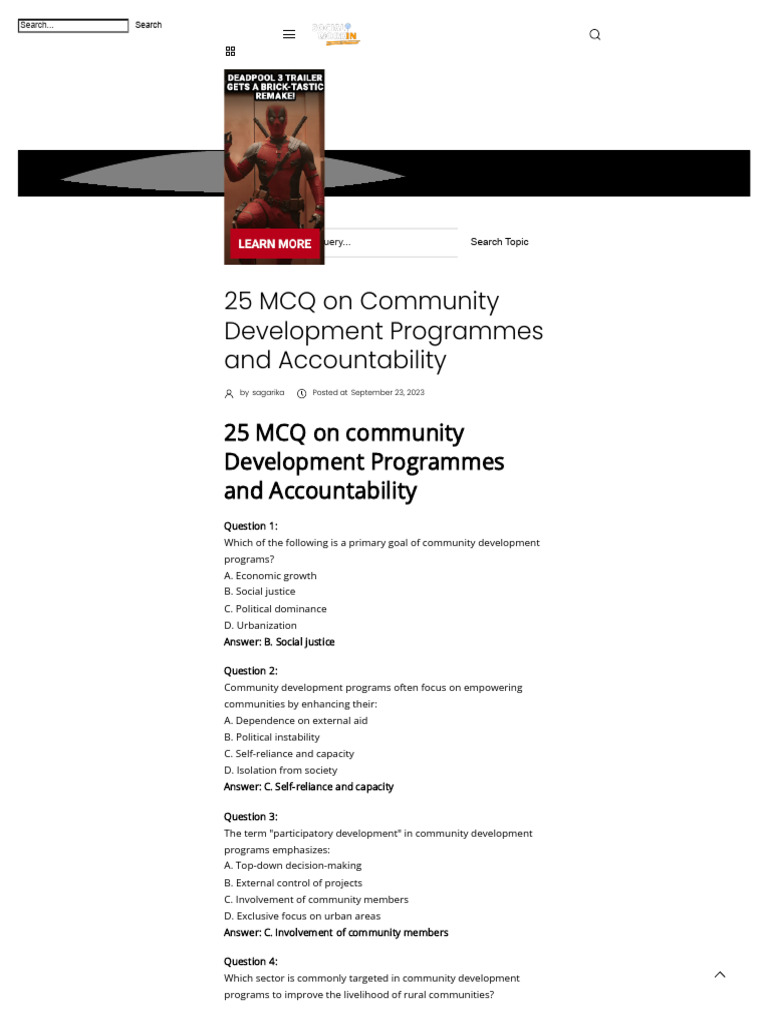 25 MCQs on Community Development Principles | PDF | Social Work ...