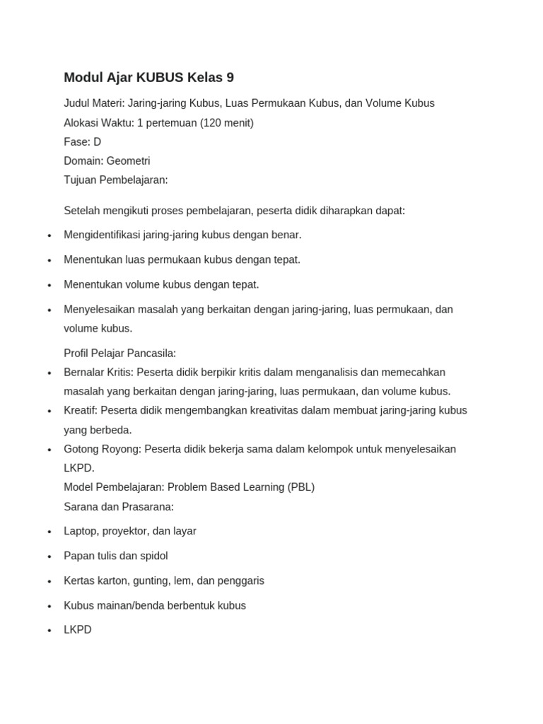 Modul Ajar KUBUS | PDF