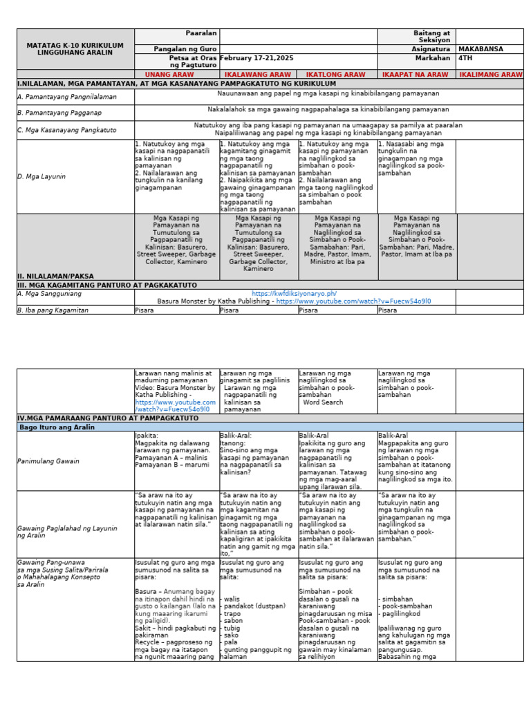 DLL - Makabansa Q4W2 | PDF
