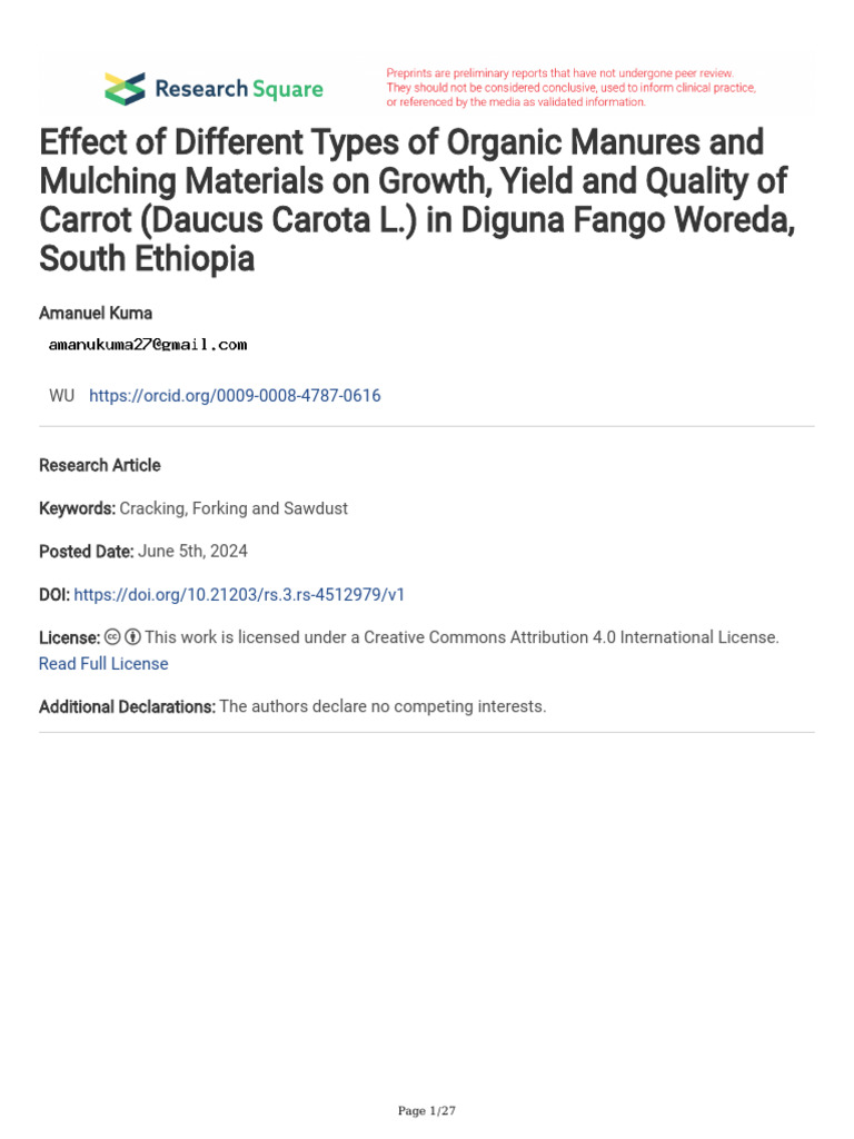 Organic Manures and Mulching for Carrots | PDF | Soil | Manure