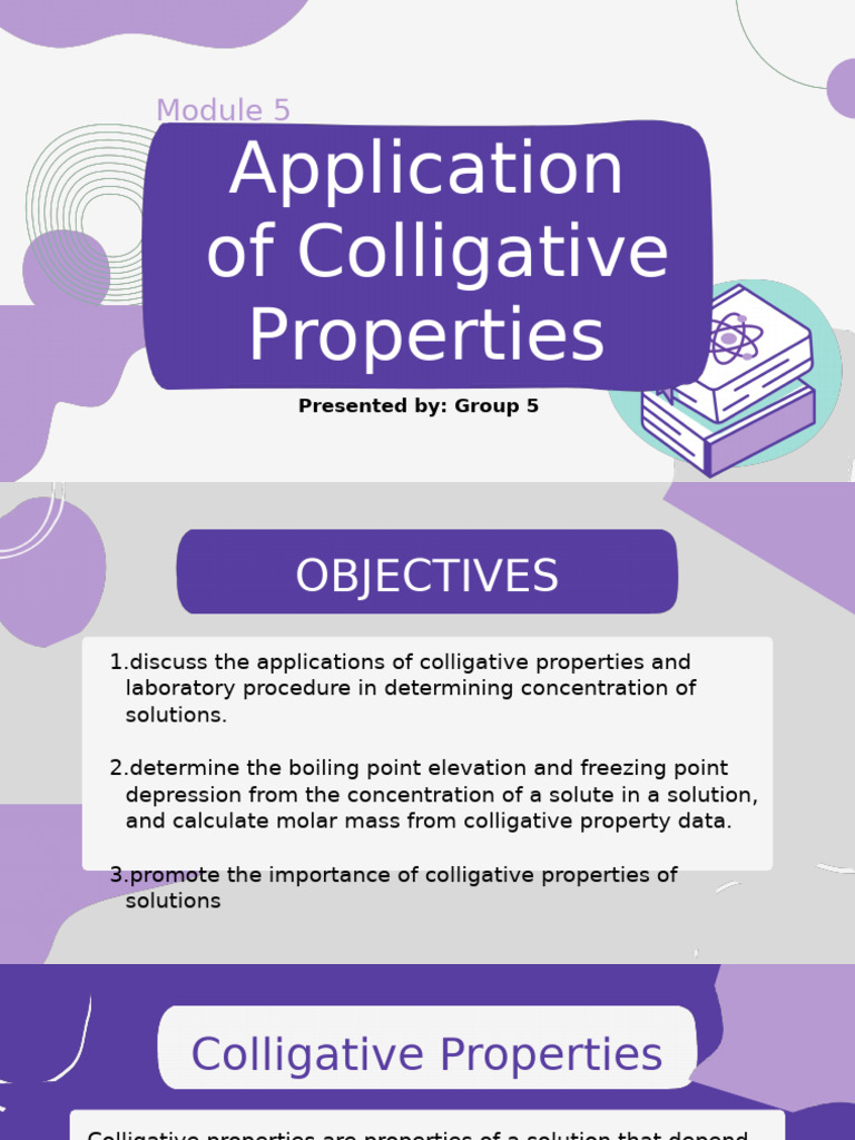 Group 5 Application of Colligative Properties | PDF | Titration | Chemistry