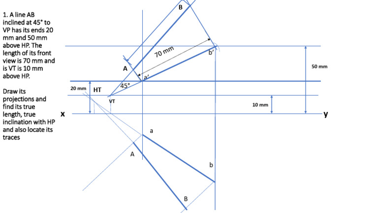 Orthographic Projection of Line AB | PDF