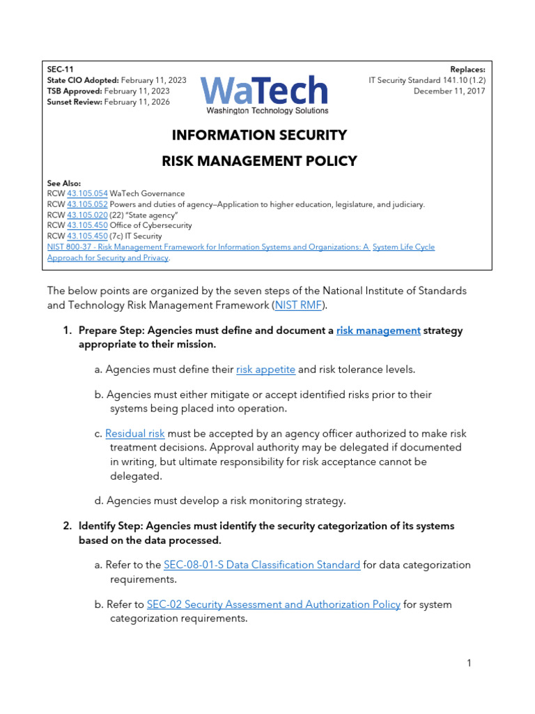 Information Security Risk Management Policy | PDF | Risk | Risk Management