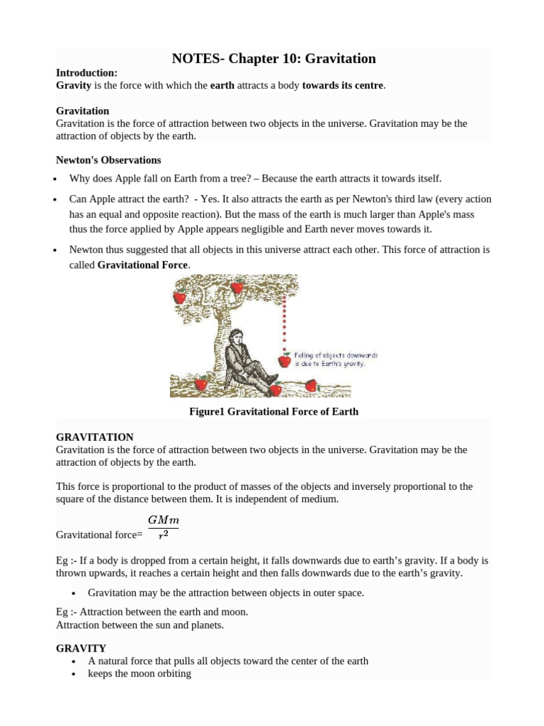 Gravitation NOTES | PDF | Buoyancy | Weight