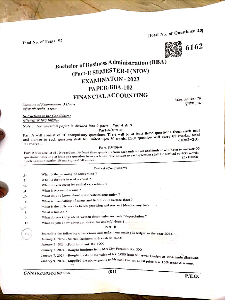 Account BBA Sem 1 - 2024 New | PDF