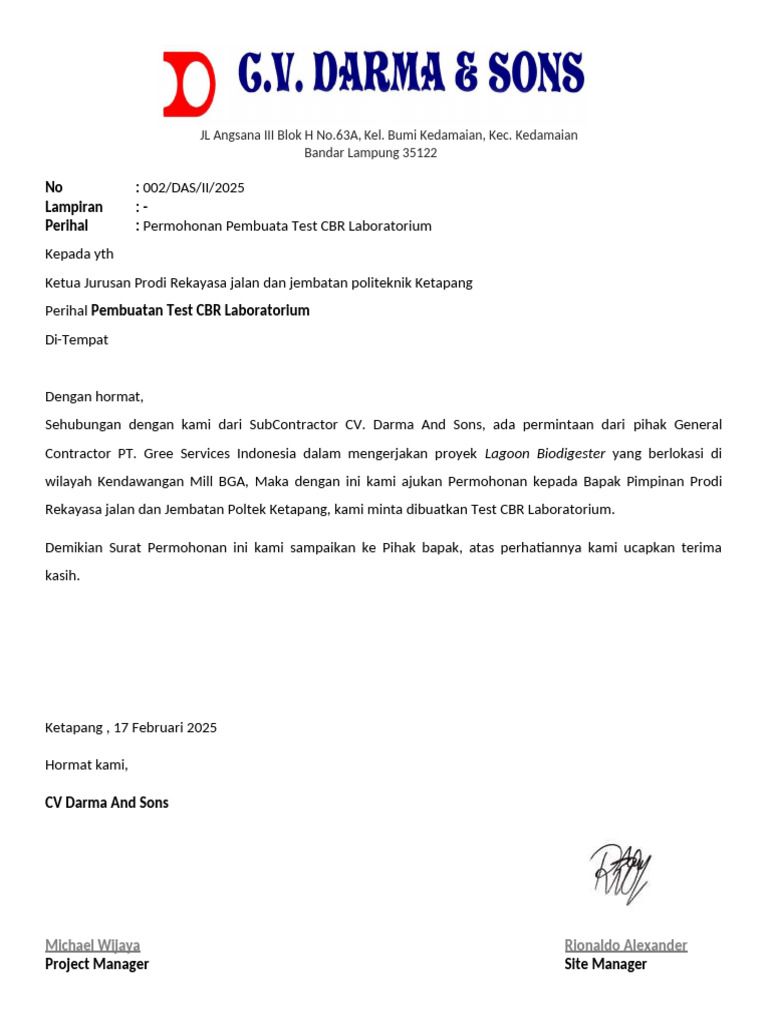 Surat Permohonan JMF k225 Bahan Tanpa Cuci | PDF