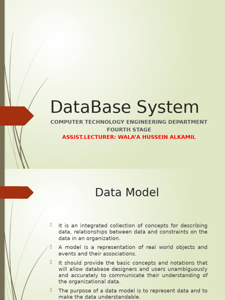 DataBase System Lec. 4 | PDF | Data Model | Databases