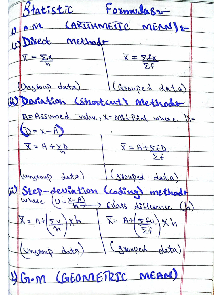 Statistics Formulas Pdf