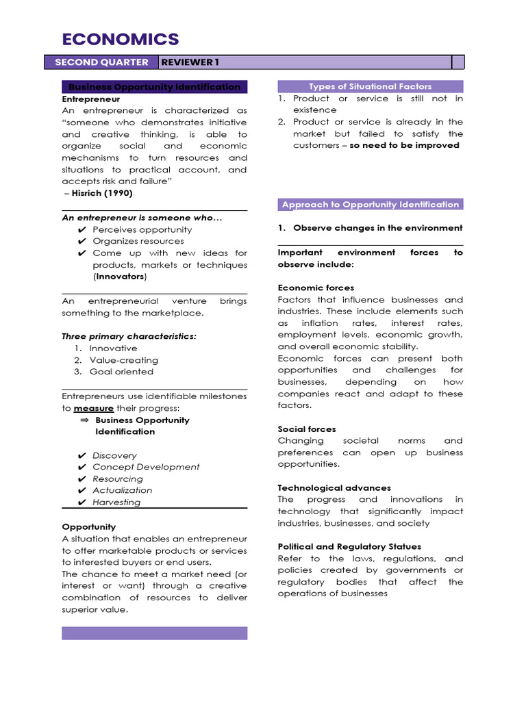 ECON | PDF | Entrepreneurship | Swot Analysis