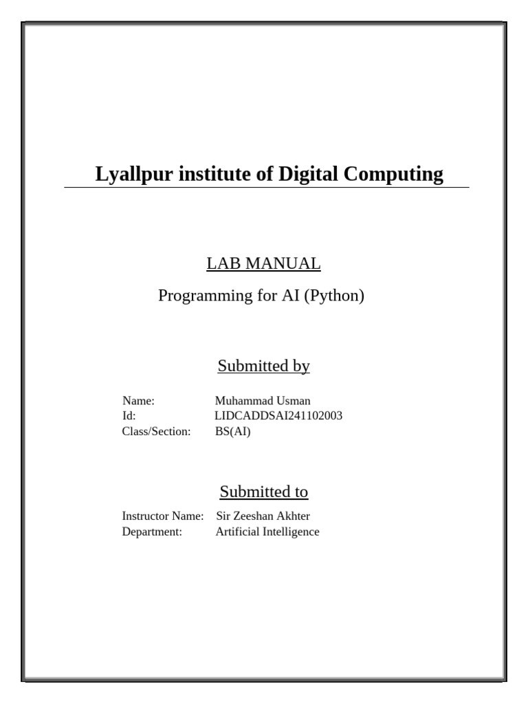AI for usman | PDF | Python (Programming Language) | Machine Learning