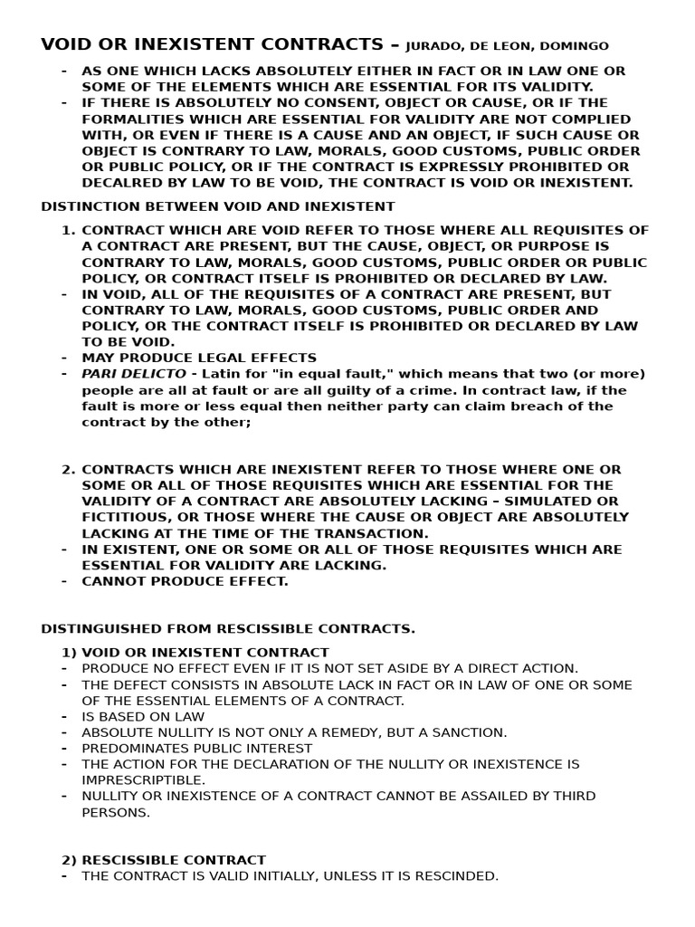 Void Contracts Summary | PDF | Annulment | Interest