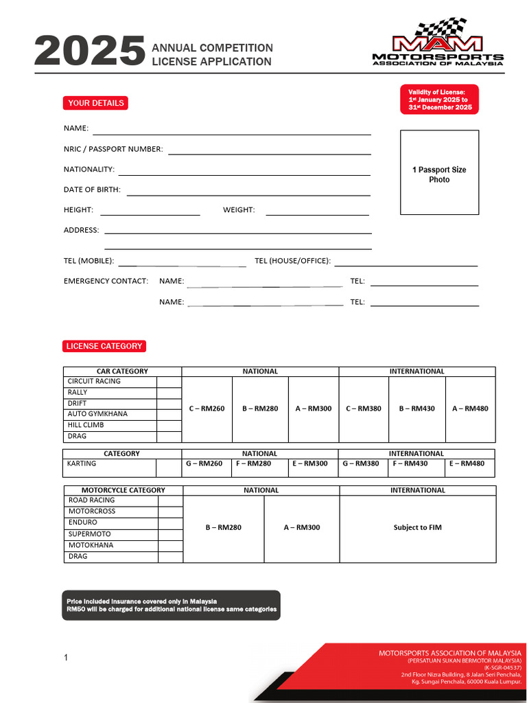 Competition License Application Form | PDF | Indemnity | Consent