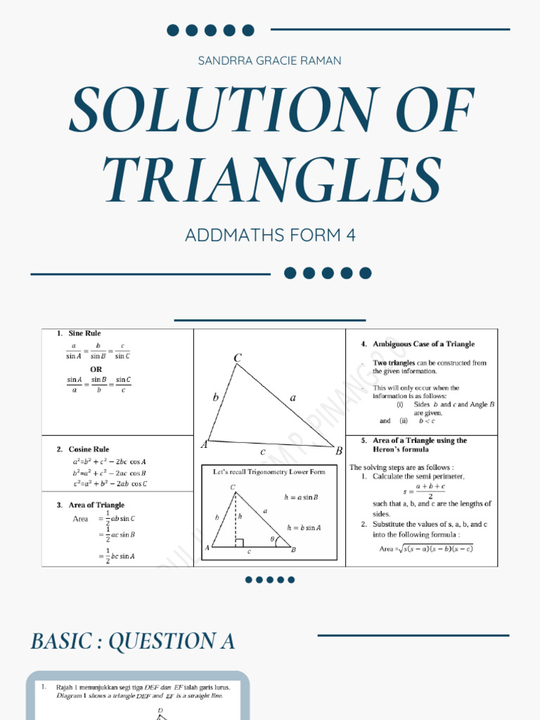 Form 4 AddMaths Triangle Solutions | PDF