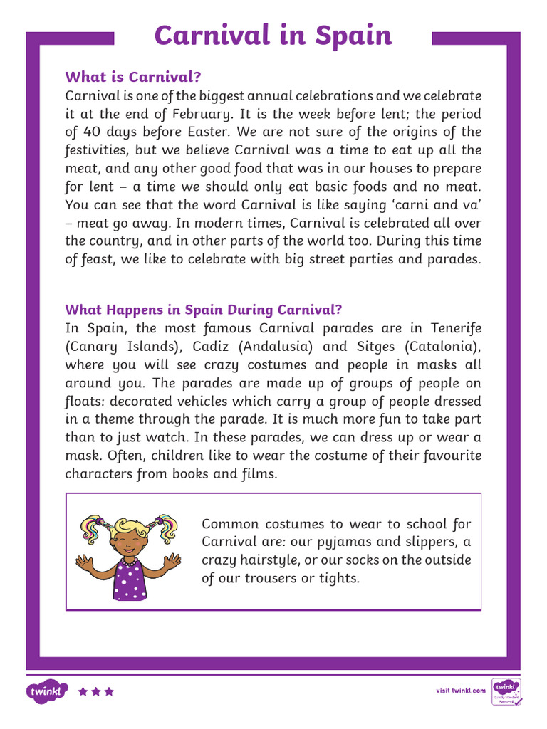 Es T 2545865 Carnival in Spain Year 2 Differentiated Reading ...