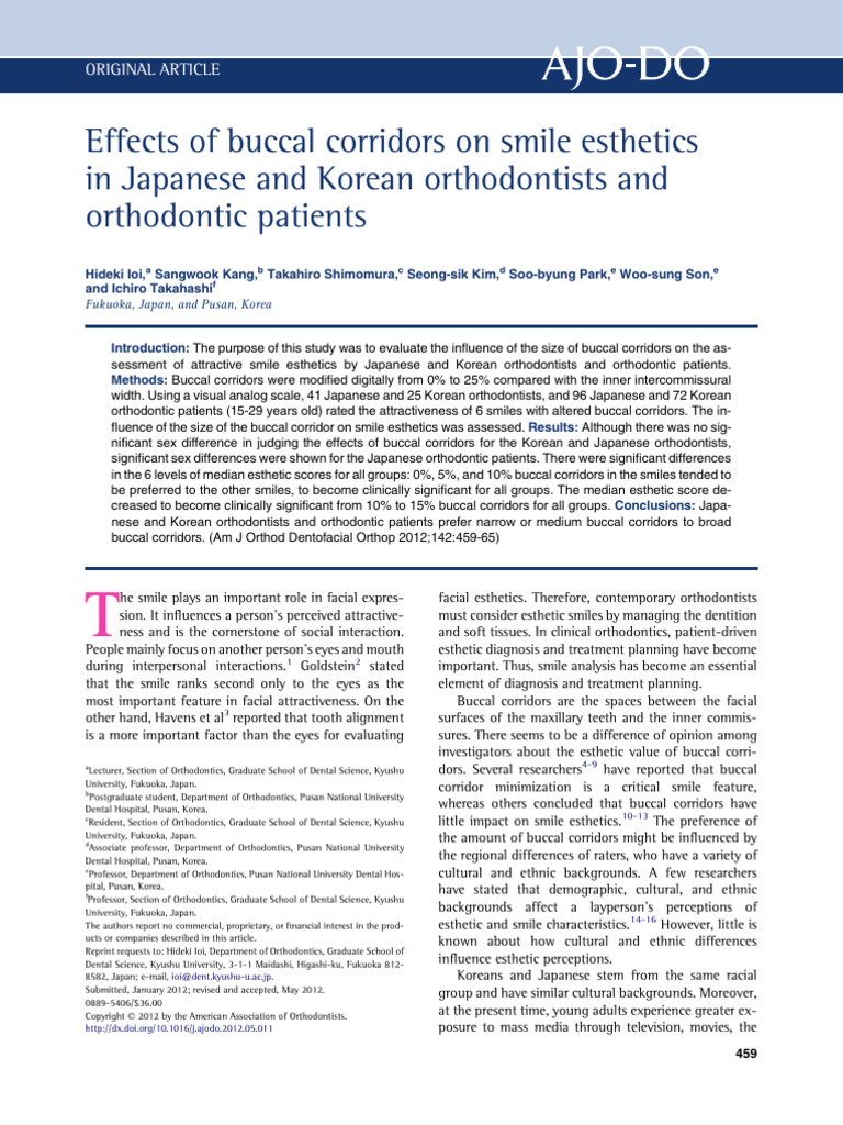 Effects of Buccal Corridors On Smile Est | PDF | Orthodontics | Tooth