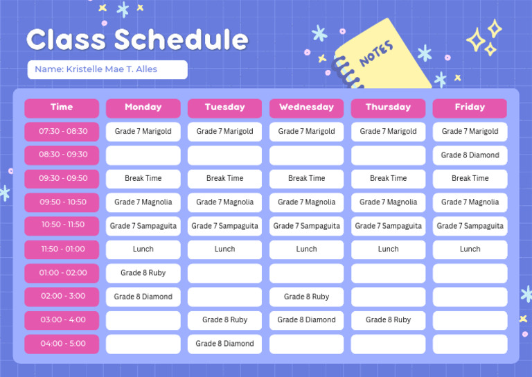 Grade 7 & 8 Class Schedule | PDF