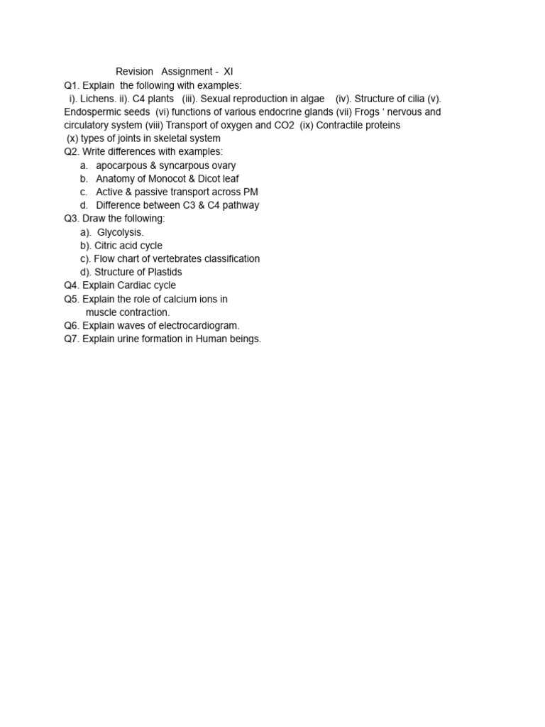 Revision Assignment XI | PDF