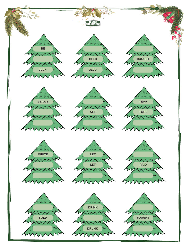 Christmas Tree Verbs Karta Pracy-1 | PDF