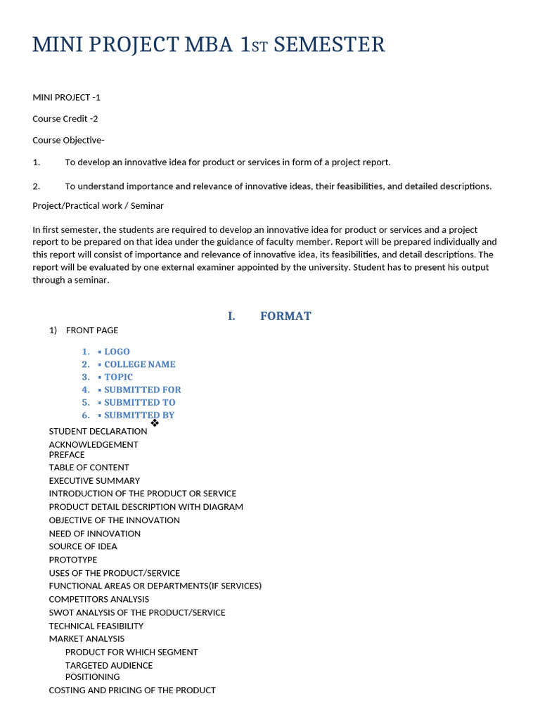 497420261 Mini Project Mba 1st Semester | PDF