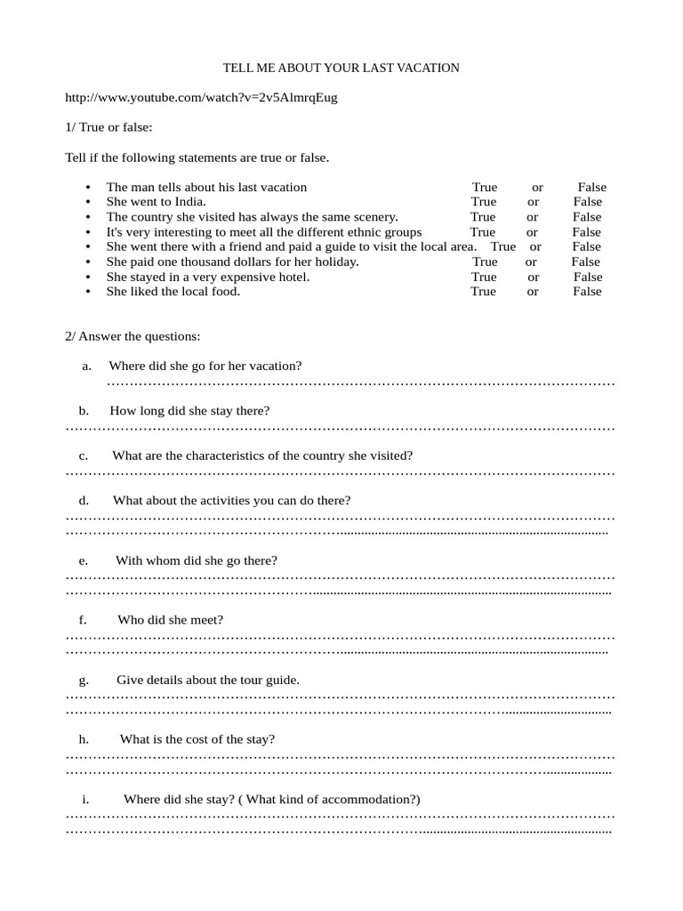 Tell Me About Your Last Vacation | PDF | Vietnamese Cuisine