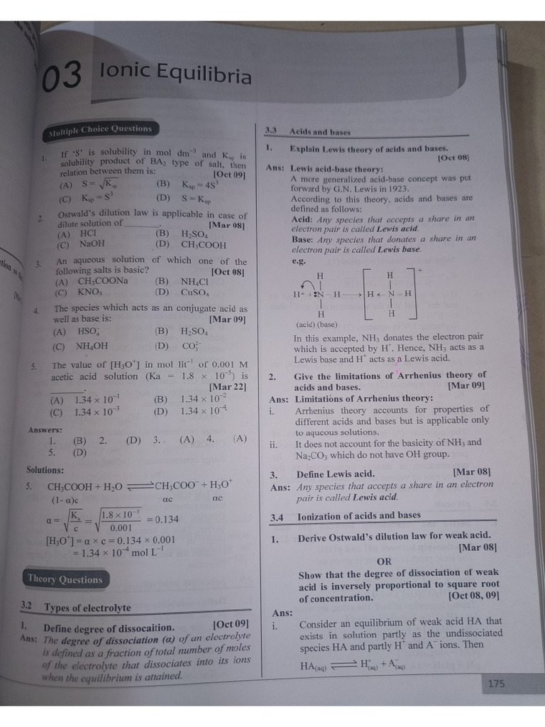 Ionic Equilibria | PDF