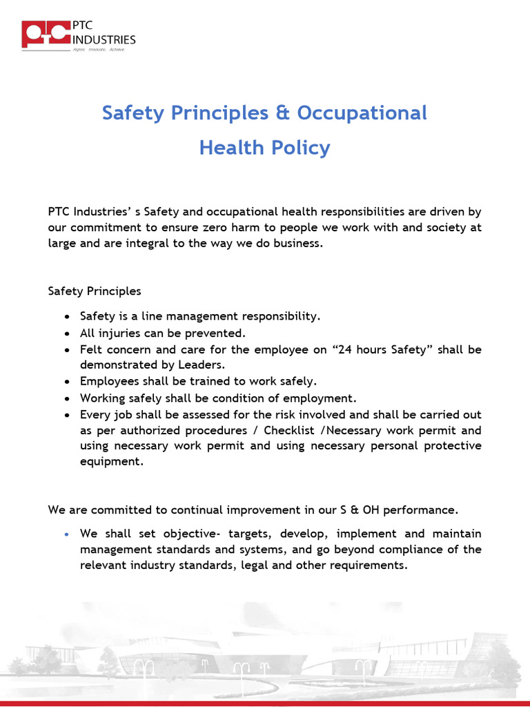 New Safety Principles and Occupational Health & safety Policy | PDF