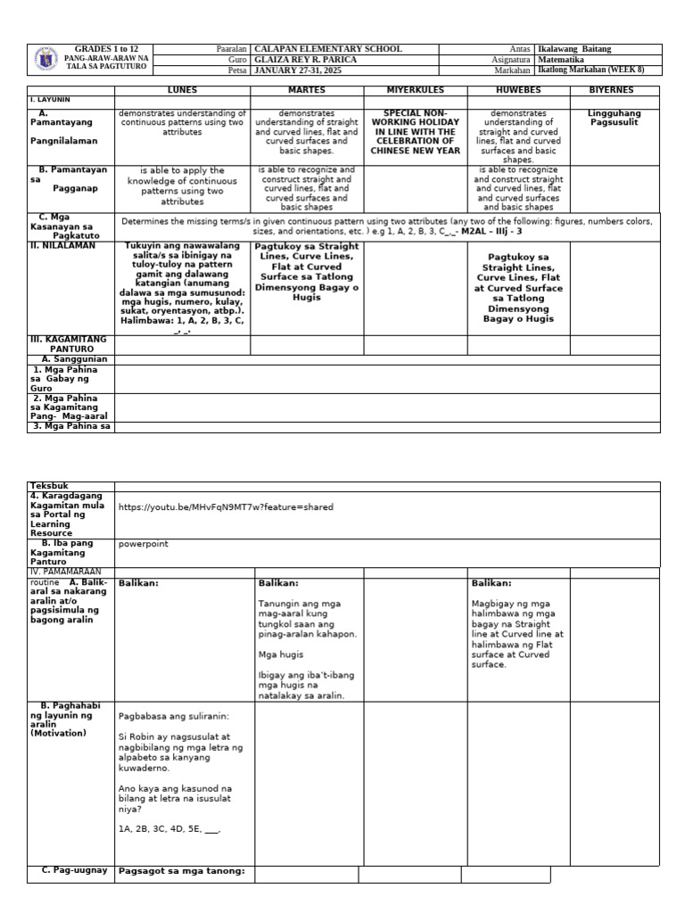 DLL_MATHEMATICS-2_Q3_W8 | PDF
