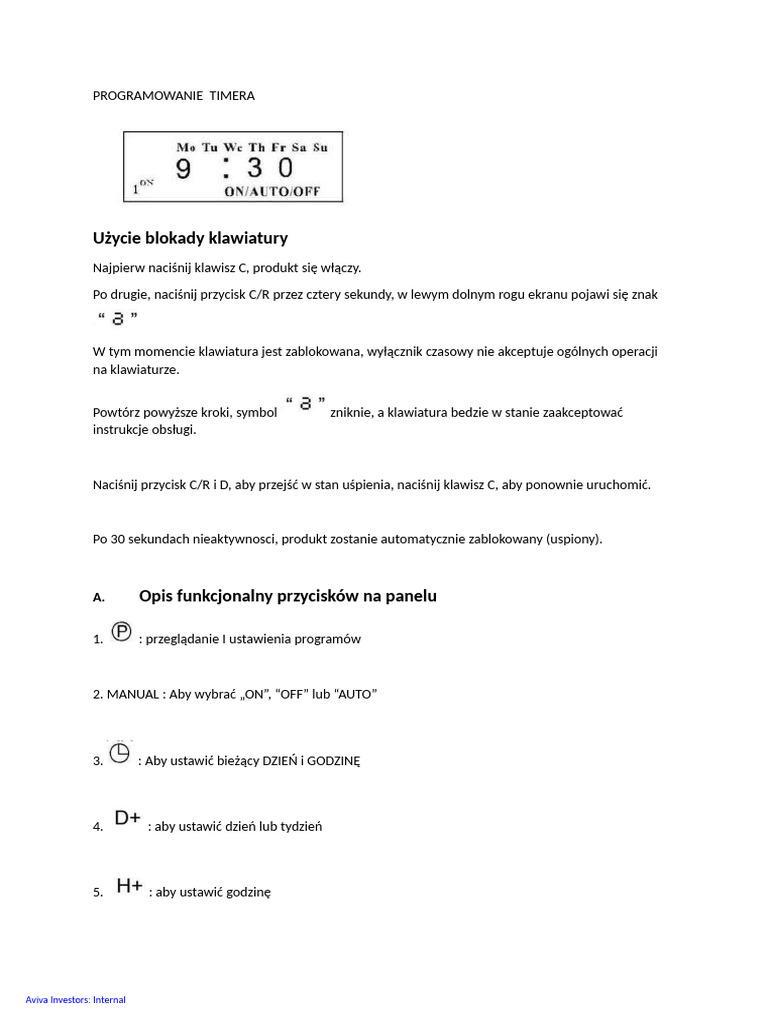 PROGRAMOWANIE TIMERA | PDF