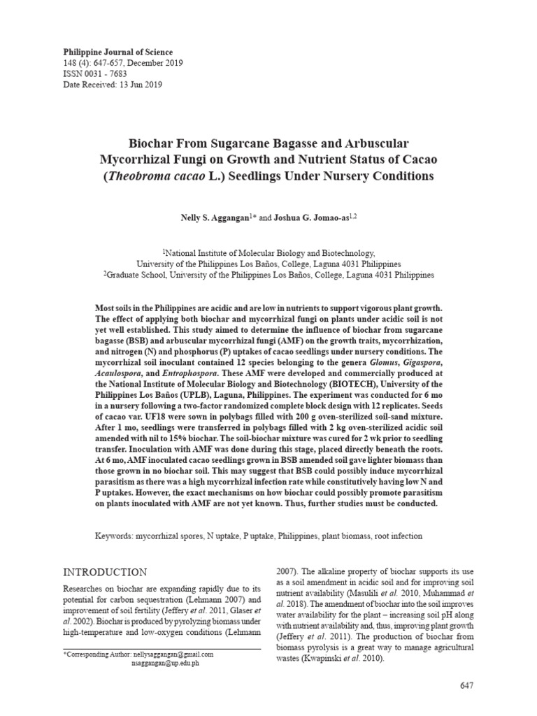 Biochar From Sugarcane Bagasse | PDF | Soil | Biology