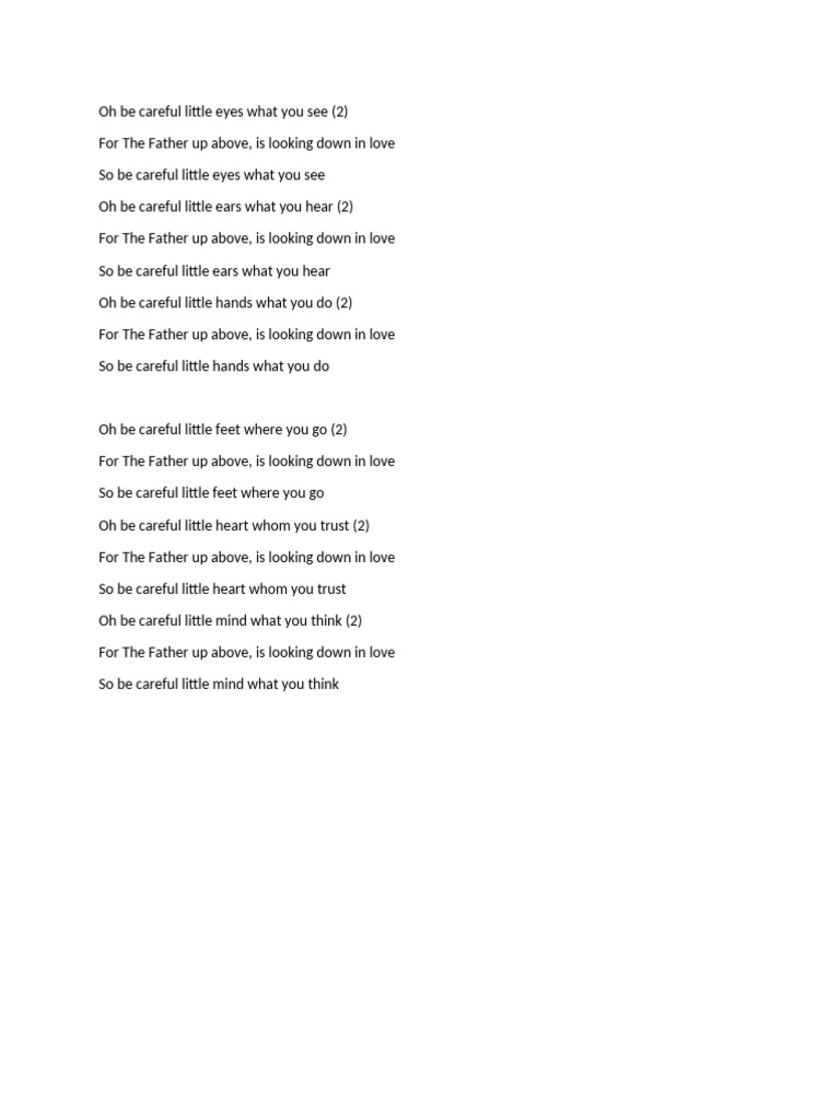 Oh Be Careful Little Eye What You See | PDF