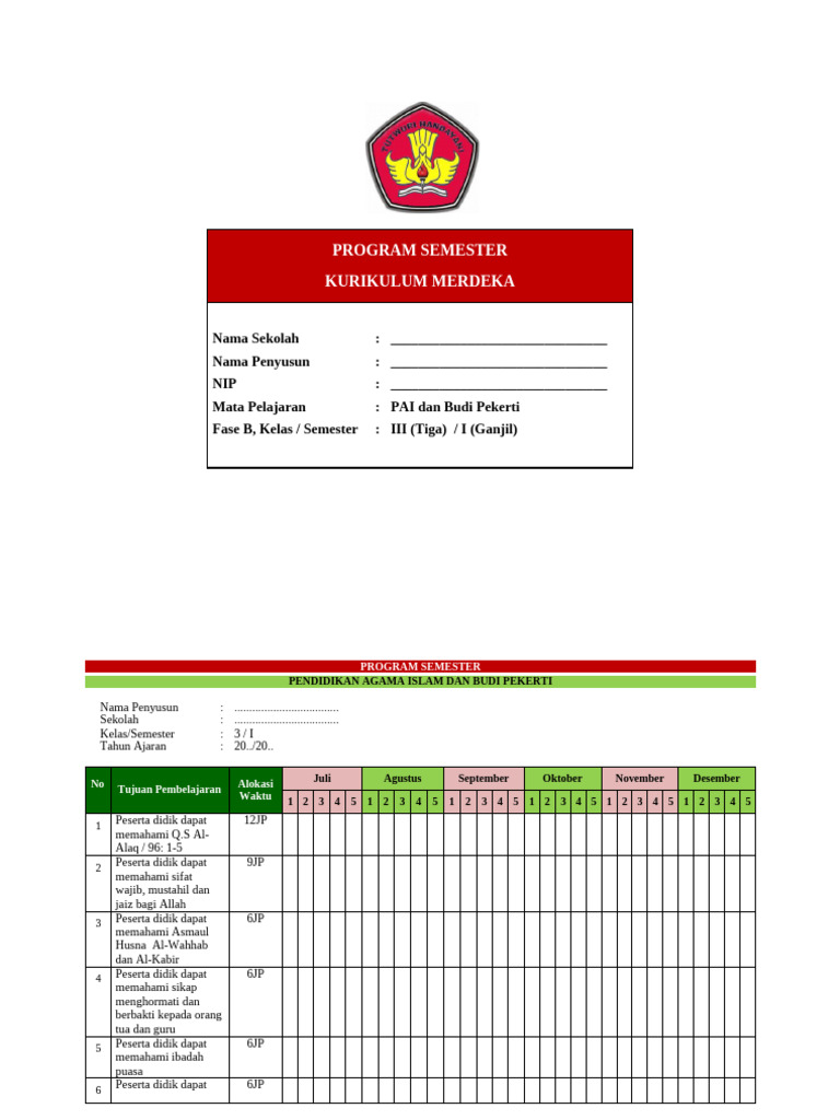 Prosem Pai Dan Budi Pekerti Kelas 3 Fase B | PDF