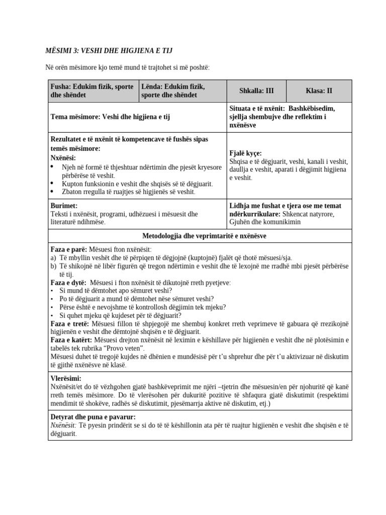 1.3. Veshi Dhe Higjiena e Tij | PDF
