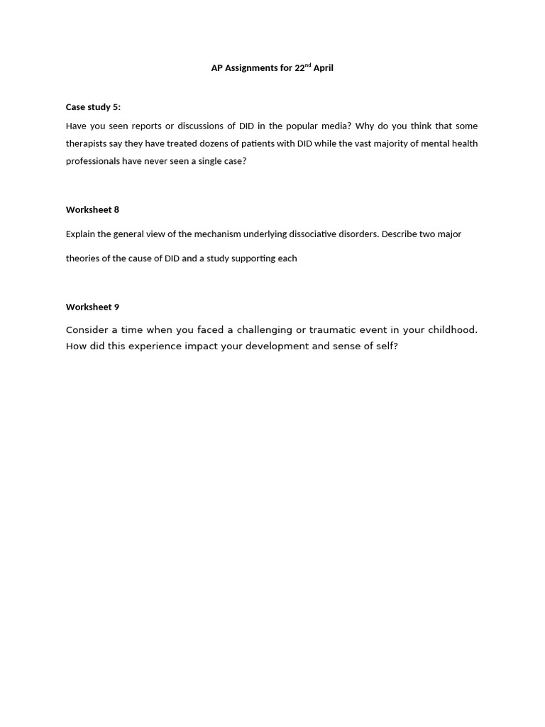 AP Assignments for 23rd April | PDF